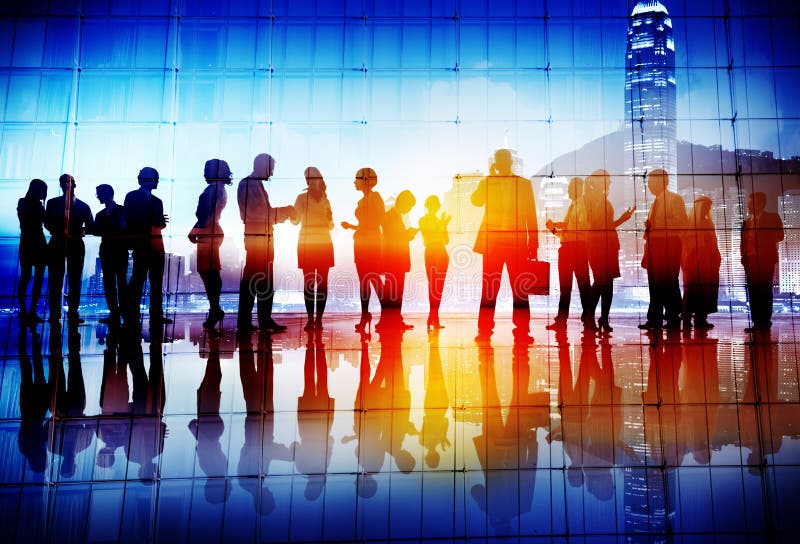 Silhouettes of Business People Working Busy Concept Stock Image - Image ...