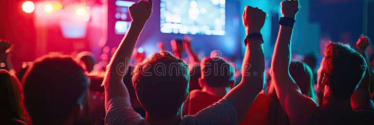 Silhouettes of a Cheering Crowd at a Concert or Sporting Event Stock ...