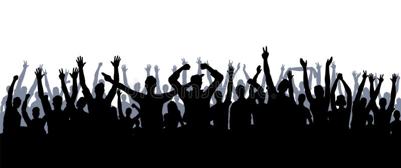 Silhouettes of Cheering Crowd at Event. Vector Illustration Stock ...