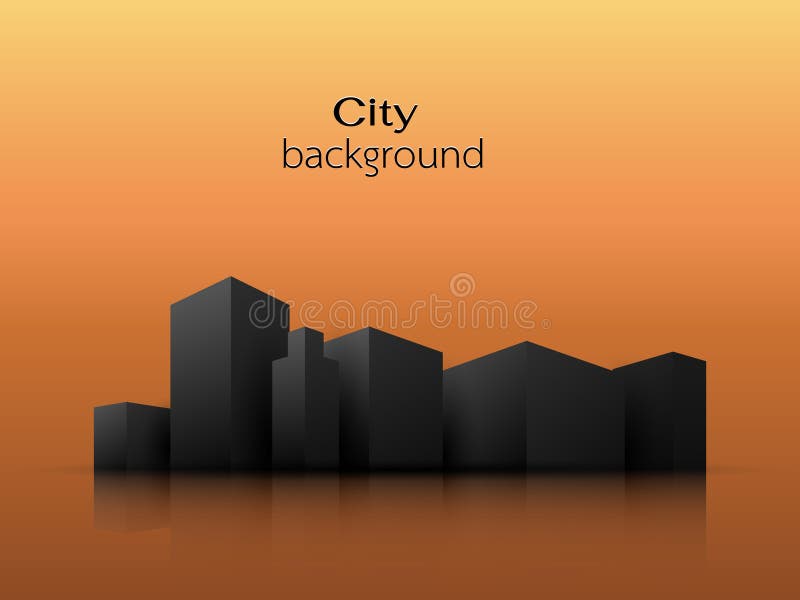 Silhouettes of City Buildings Orange Background Stock Vector ...