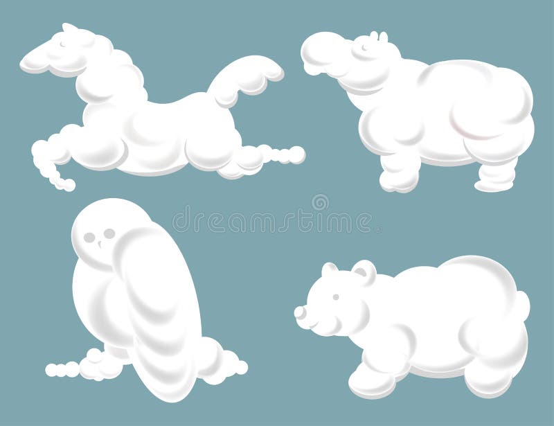 Shapes of Animal Clouds. Different Funny Cartoon Clouds Stock Vector ...