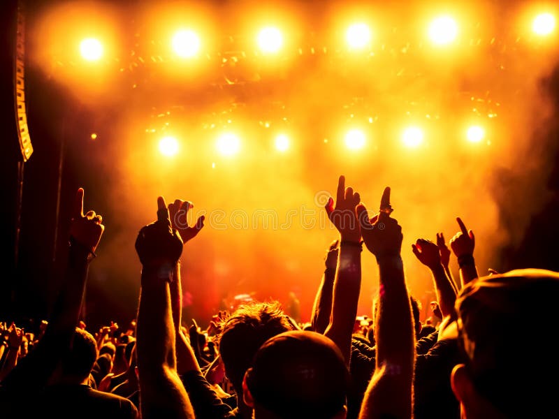 Silhouettes of Concert Crowd Stock Image - Image of band, back: 64550825