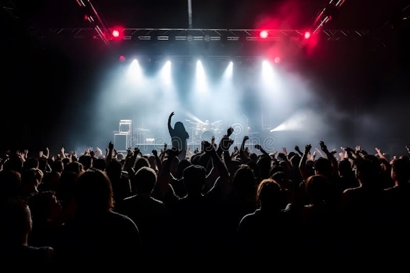 Silhouettes of Concert Crowd in Front of Bright Stage Lights. Neural ...