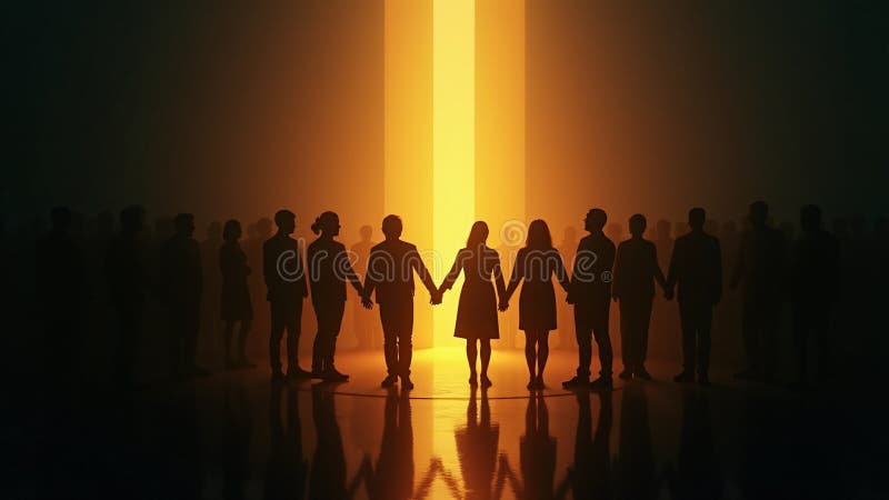 Silhouettes Connected in Circle Radiating Unity Stock Photo - Image of ...