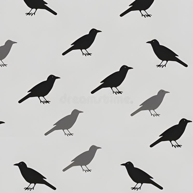Silhouettes of Crows on Gray Background Stock Vector - Illustration of ...