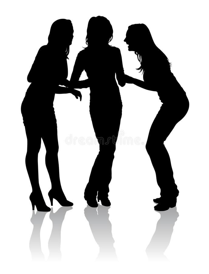 Silhouettes Des Amies Parlant Entre Eux Illustration de Vecteur ...
