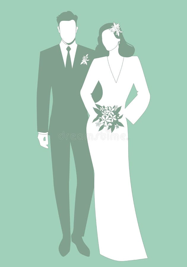 Jeunes Mariés Silhouettes De Couples De Mariage Illustration De Vecteur