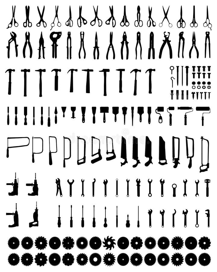 Silhouettes des outils illustration stock. Illustration du métier ...