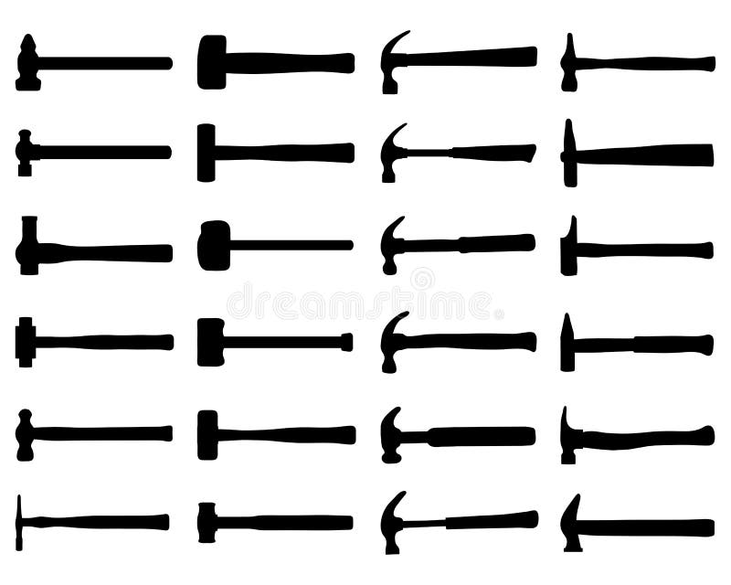 Set of Different Hammers. Hammers Isolated on a White Background Stock ...