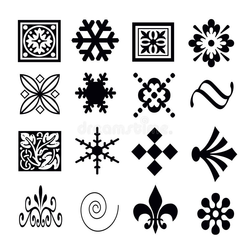 Silhouettes of Different Patterns on a White Background Stock ...