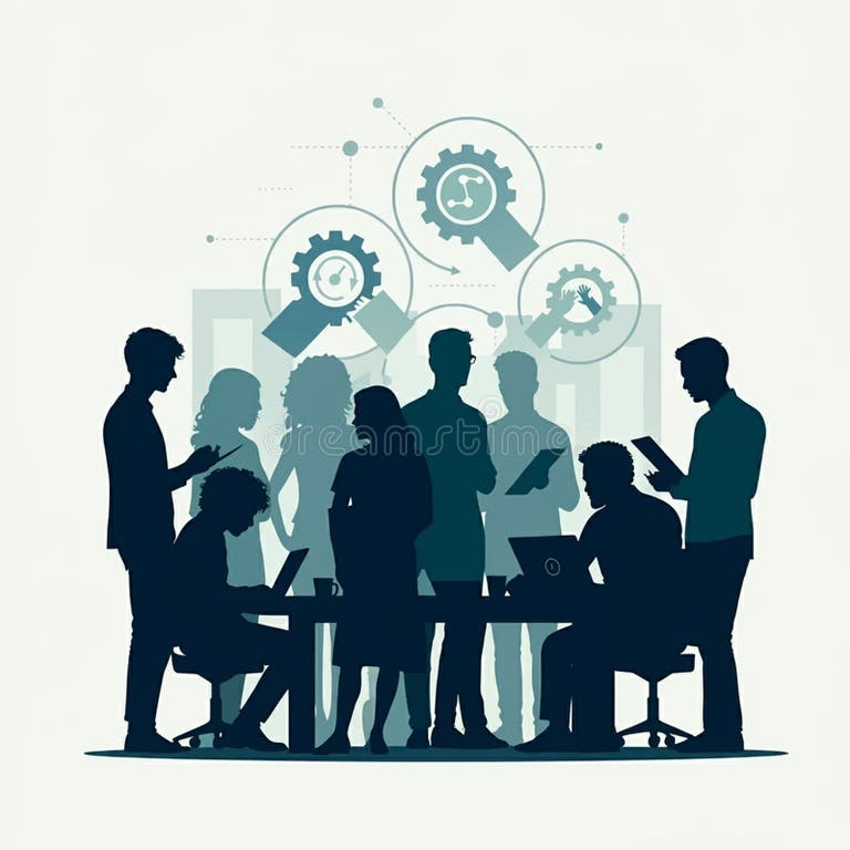 Silhouettes of Diverse Individuals Engaged in a Collaborative Setting ...