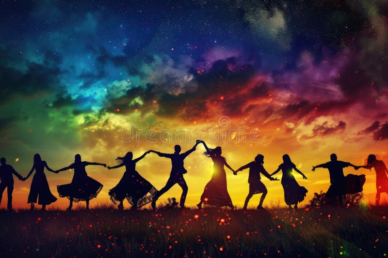 Silhouettes of Diverse People Dancing: a Dynamic Image of Silhouettes ...