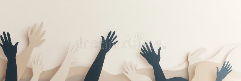 Silhouettes of Diverse People Raising Hands in Unity Against a Soft ...