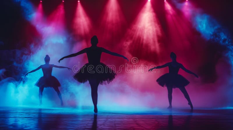 The Silhouettes of Elegant Dancers Who Gracefully Move Across the Stage ...