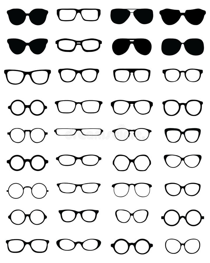 Silhouettes of eyeglasses stock illustration. Illustration of lens ...