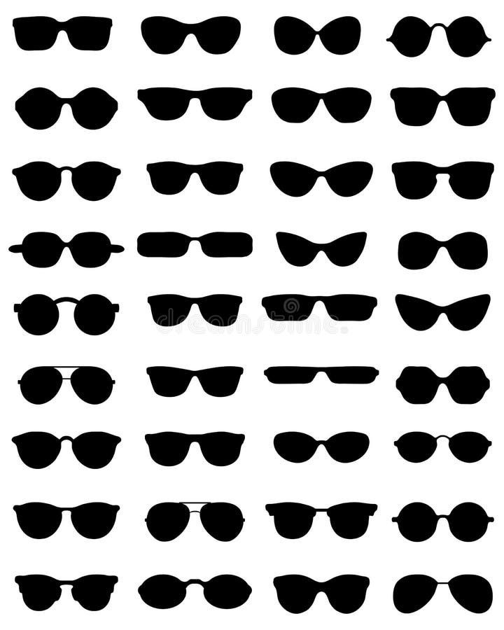 Silhouettes of eyeglasses stock illustration. Illustration of retro ...