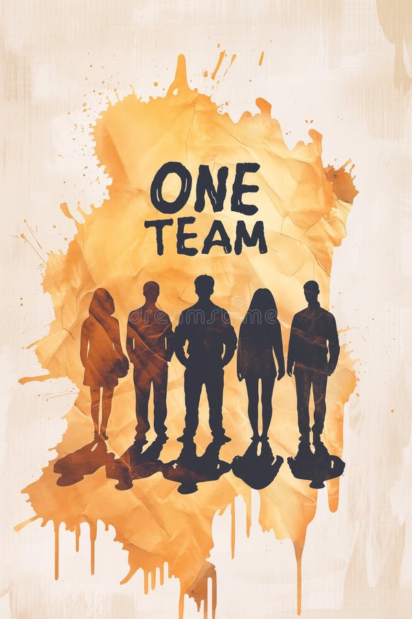 Silhouettes of Five Diverse Individuals with One Team Text on Abstract ...