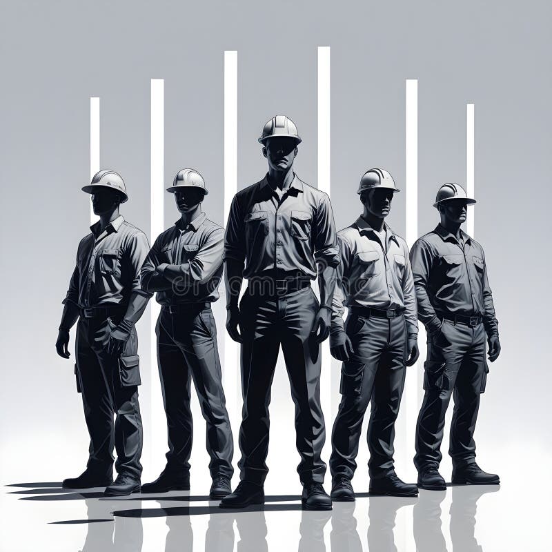 Silhouettes of Five Diverse Workers – Construction, Scientist, Engineer ...