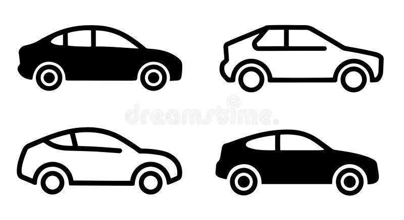 Premium Four Car Icon Set Design Bundle Stock Vector - Illustration of ...