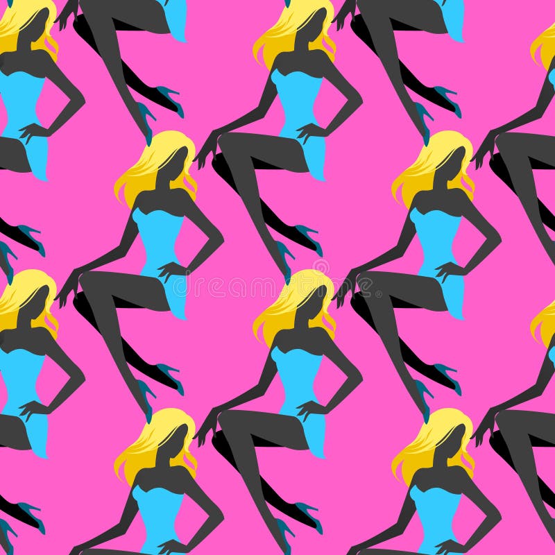 Set of Female Silhouettes in Retro Style Stock Vector - Illustration of ...