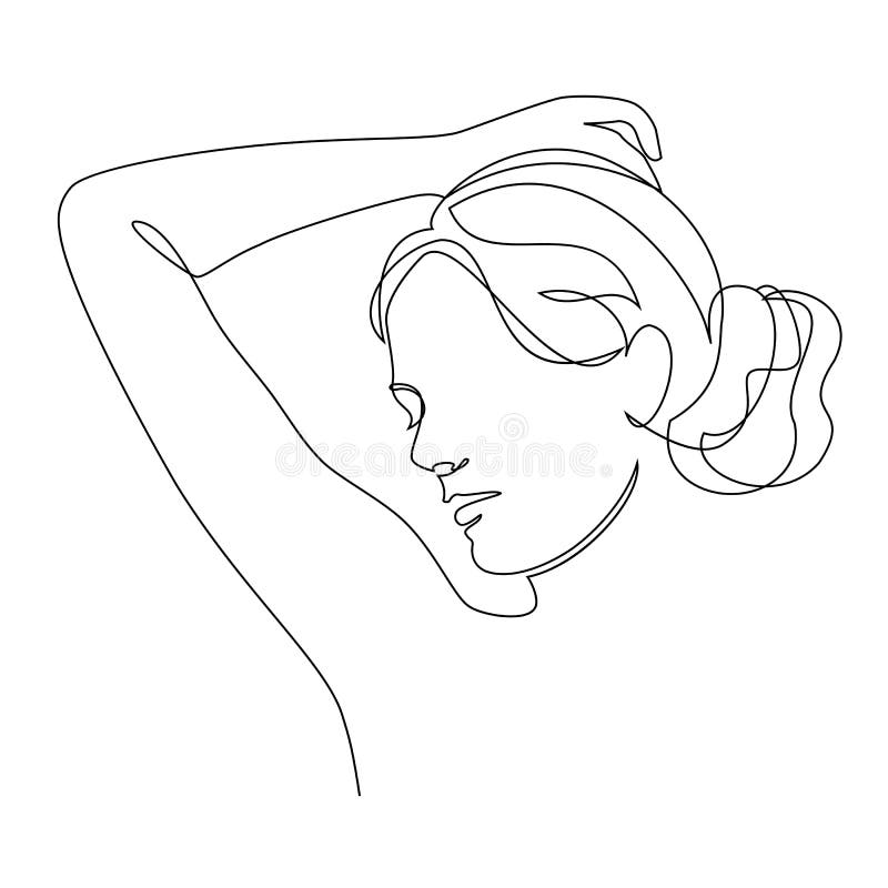 Silhouettes Of A Girl In A Modern One Line Style Continuous Lady Line