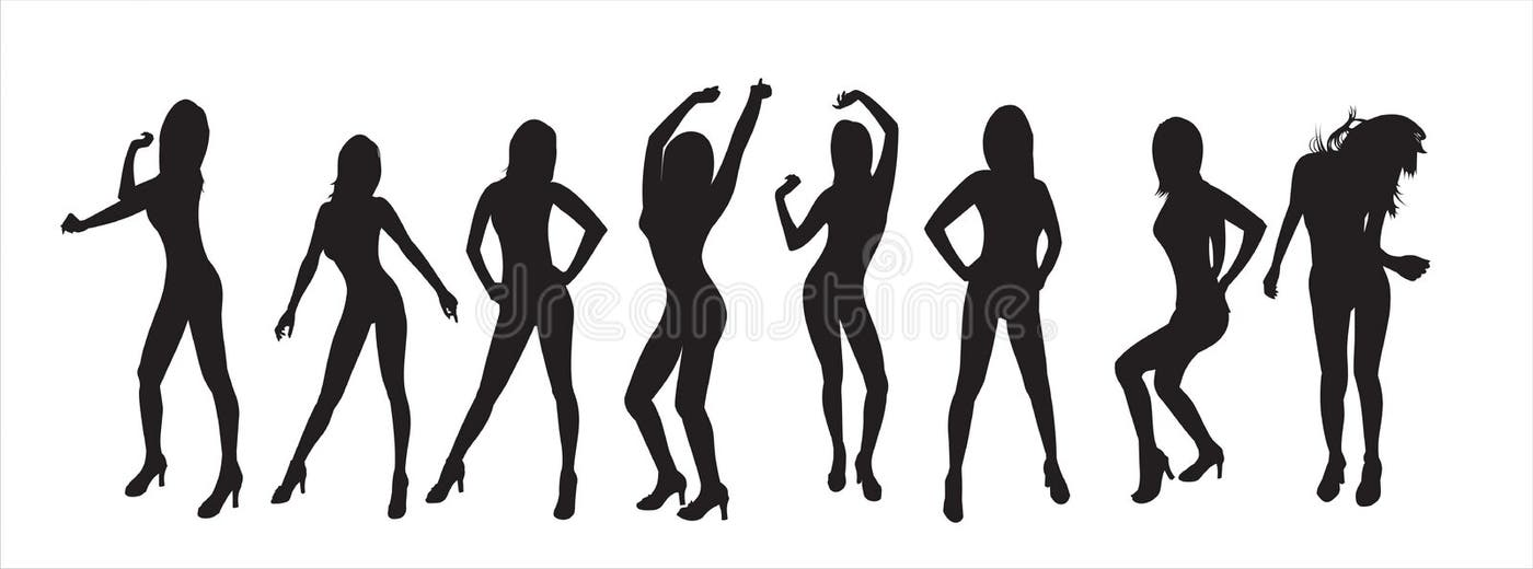 Young Girls Dancing Outline Stock Illustrations – 584 Young Girls ...