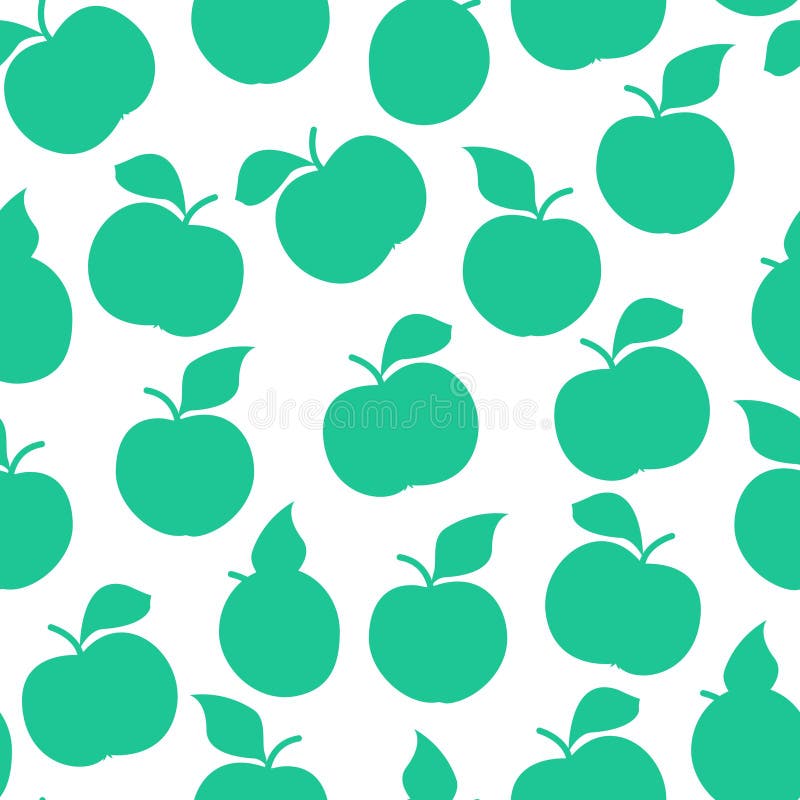 Silhouettes of Green Apples Seamless Pattern. Vector Print for Textiles ...