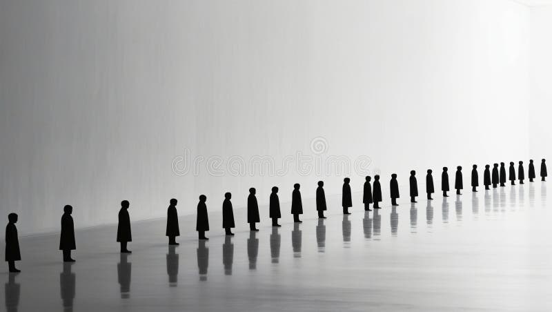 Silhouettes Group of People in a Row Vector Stock Illustration ...