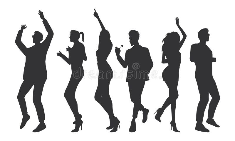Silhouettes of Happy People Partying Stock Vector - Illustration of ...