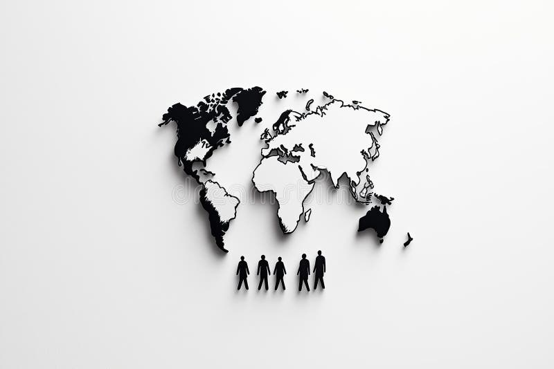 Silhouettes of Humans Stand Beneath a Minimalist Globe, Symbolizing ...