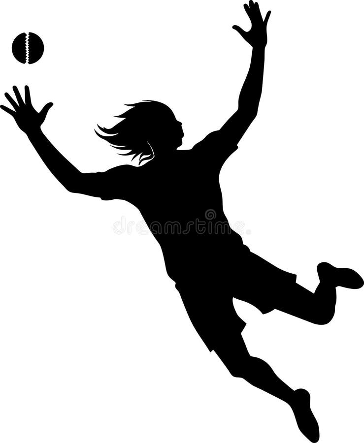 A Silhouettes Icon of a Person Catching a Cricket Ball Stock Vector ...