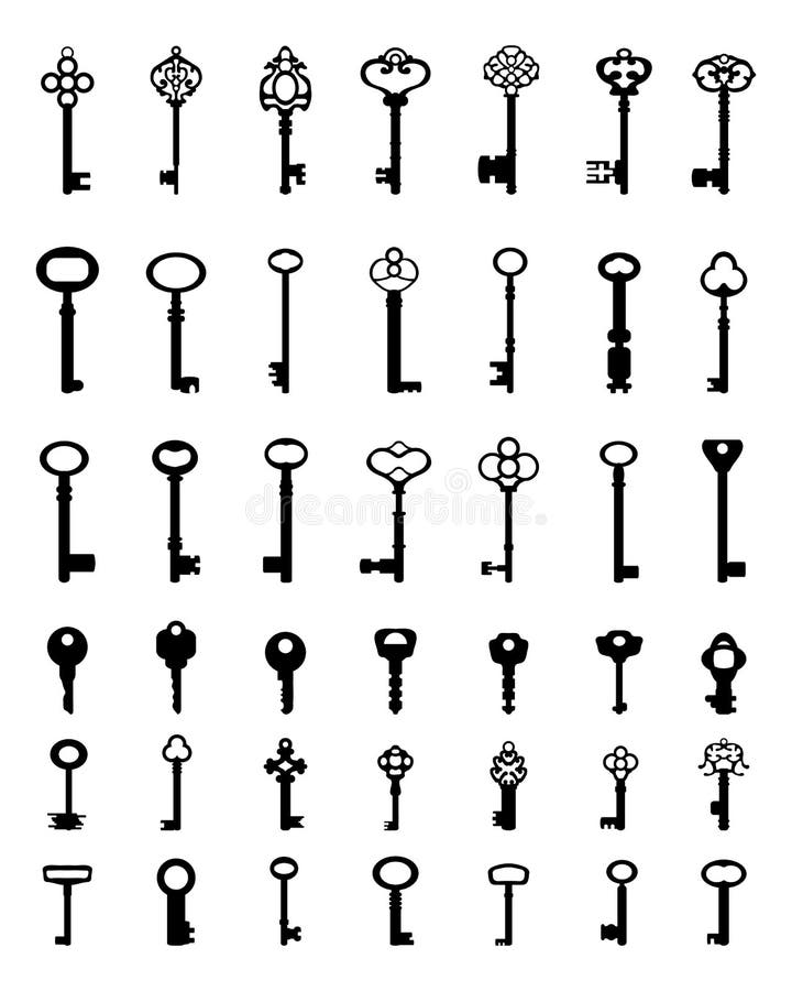 Silhouettes of old keys stock vector. Illustration of lock - 19828216 Silhouettes of old keys stock vector. Illustration of lock - 19828216