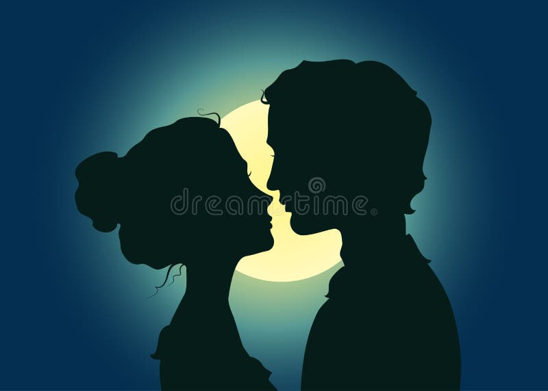 Couple Kissing Profile Stock Illustrations – 572 Couple Kissing Profile ...