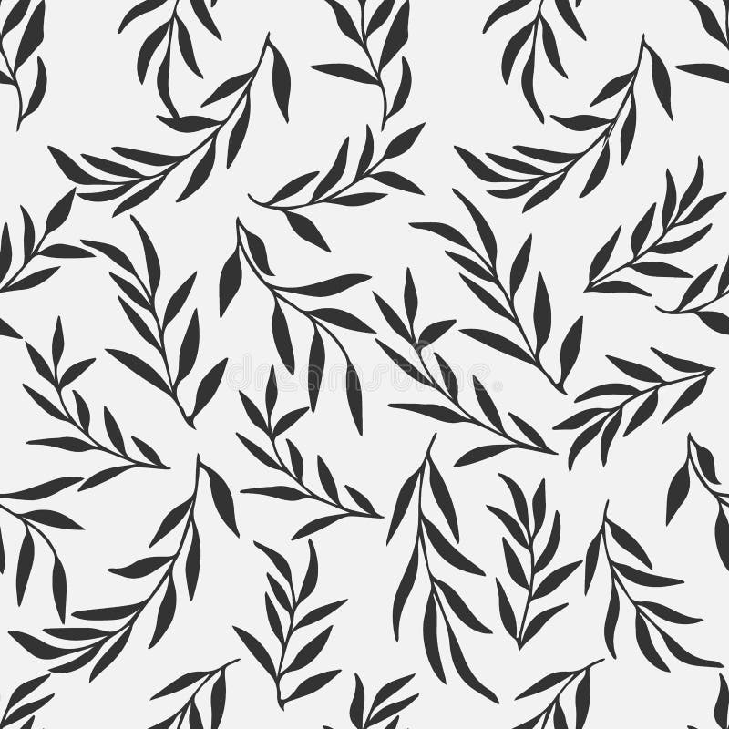 Silhouettes of Leaves Olive Seamless Pattern Stock Illustration ...