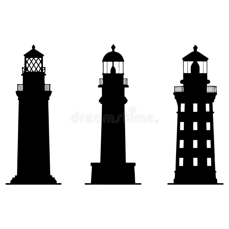 Silhouettes of Lighthouses stock vector. Illustration of cartoon ...