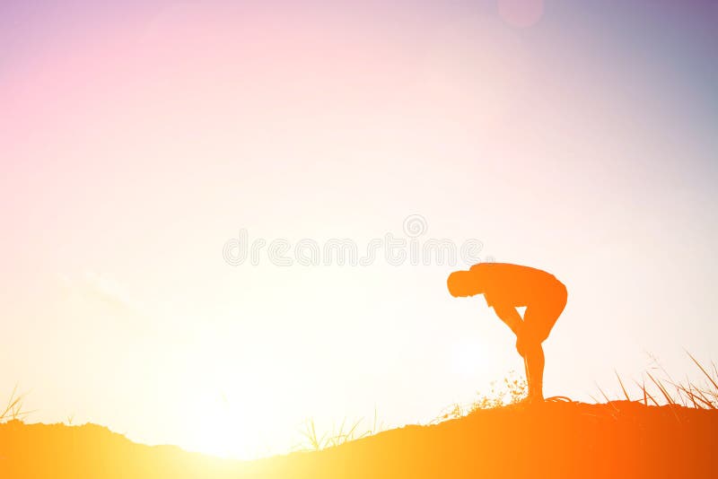 Silhouettes of Man Lost All Hope. Stock Image - Image of hope, adult ...