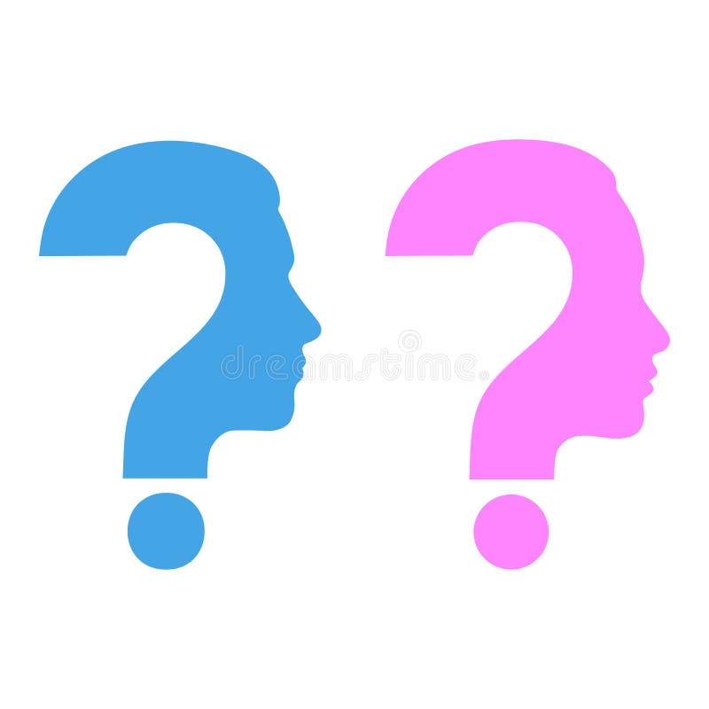 Symbol of Question Mark with Head of Man and Woman in White Background ...