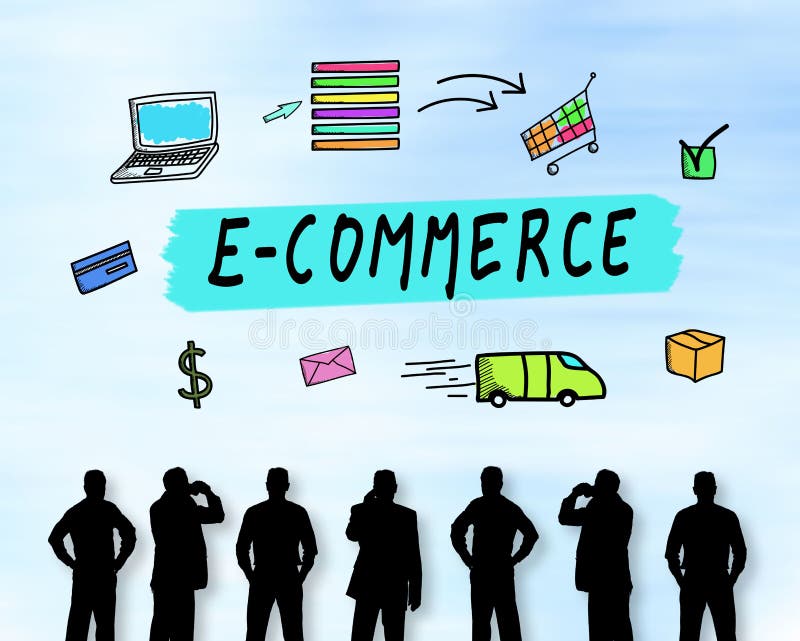 E-commerce Concept on a Wall Stock Illustration - Illustration of business, sale: 112744265