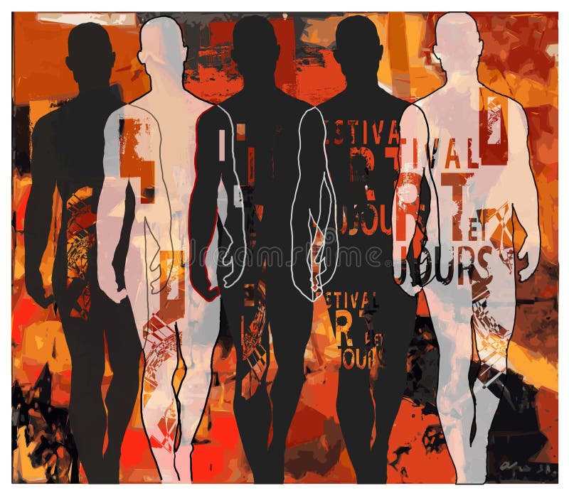 Silhouettes of men walking stock vector. Illustration of activity ...