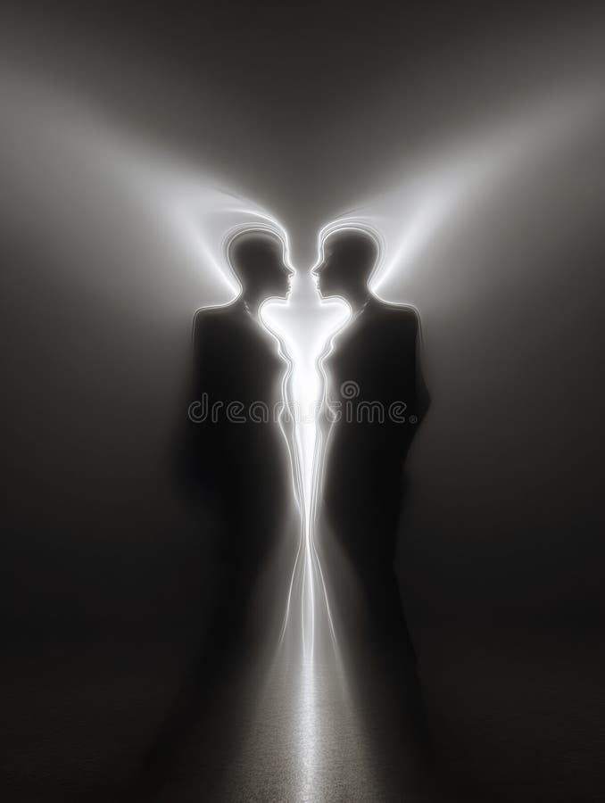 Two Silhouettes Merging into One Abstract Shape Creating a Captivating ...