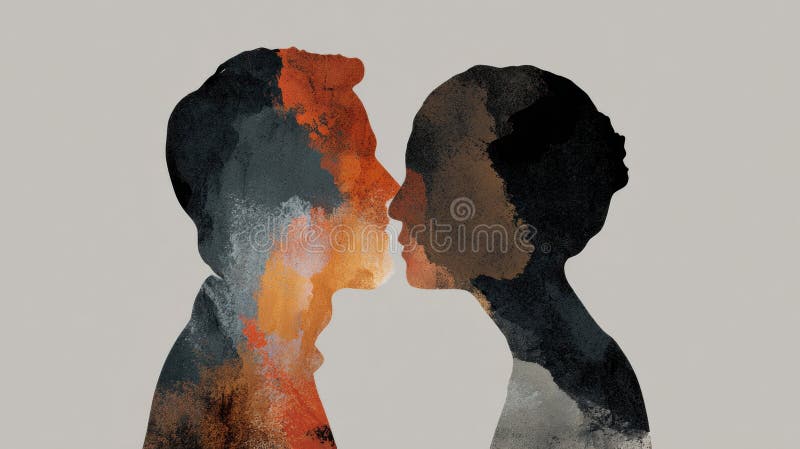 Silhouettes Merging into One Abstract Shape Depicting Unity and ...