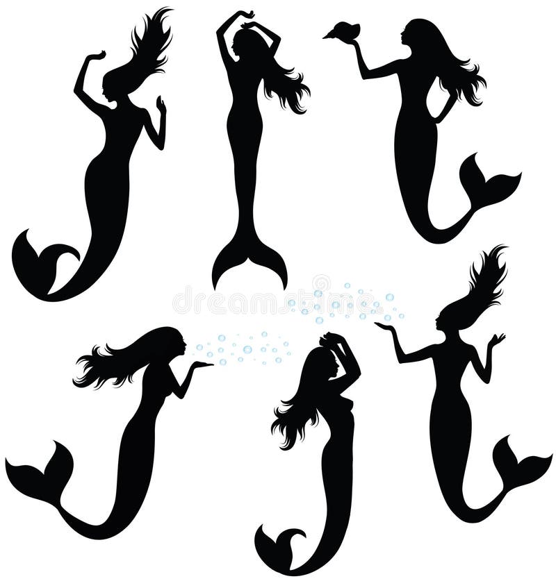 A mermaid silhouette stock vector. Illustration of isolated - 33854371