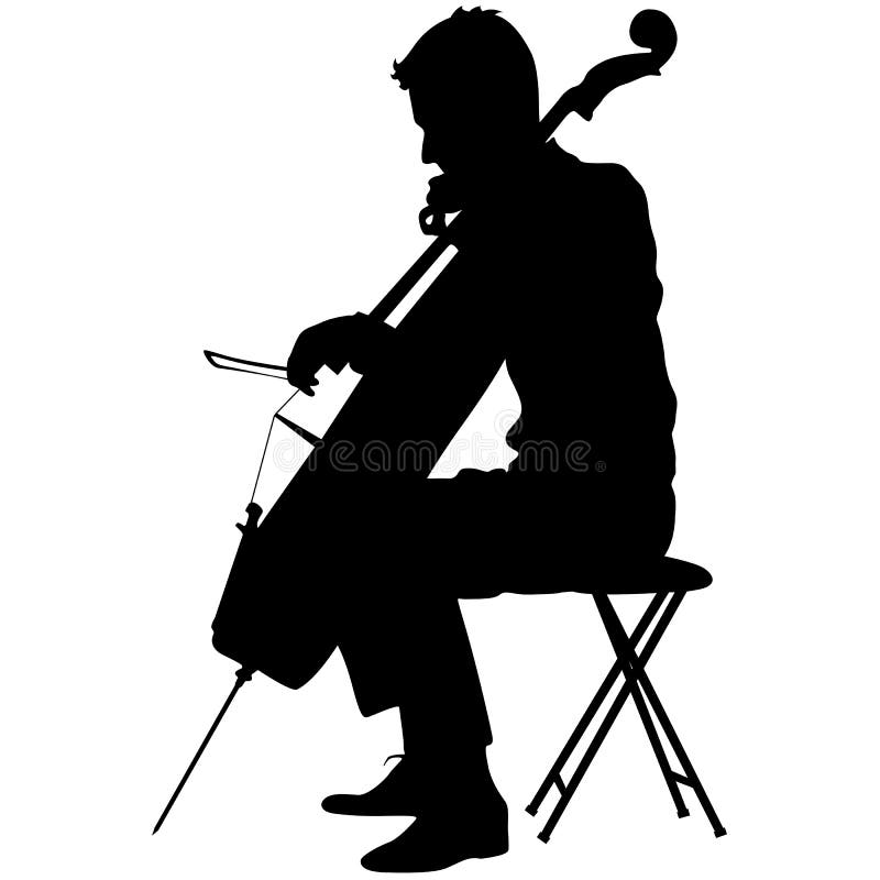 Silhouettes a Musician Playing the Cello. Vector Illustration Stock ...