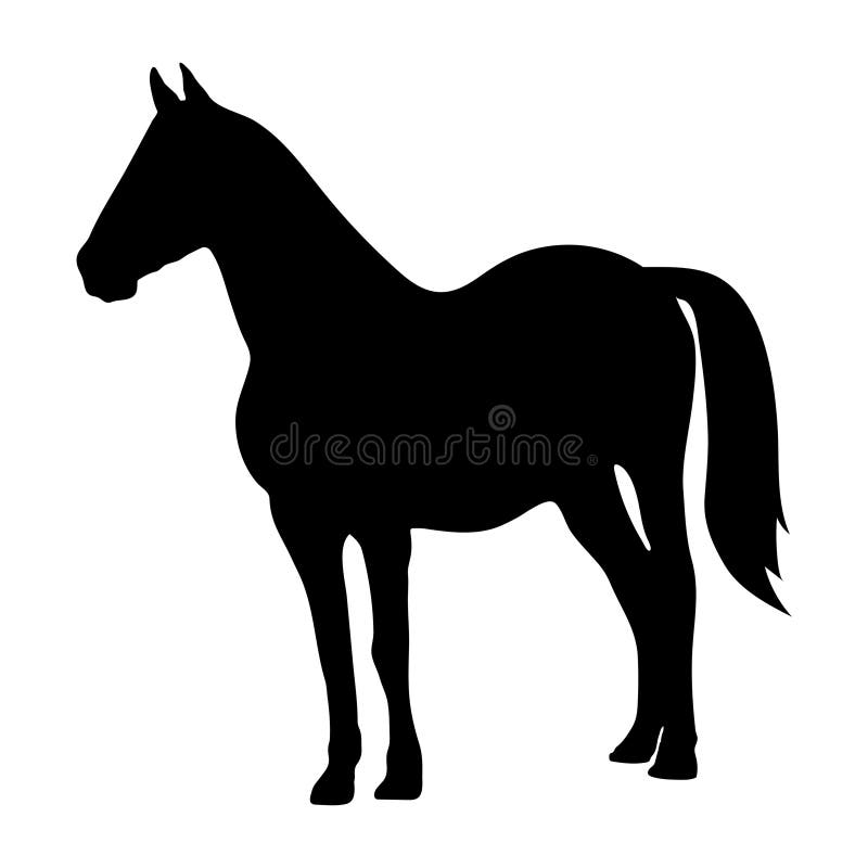 The Black Horse Silhouette on White Background Stock Vector ...