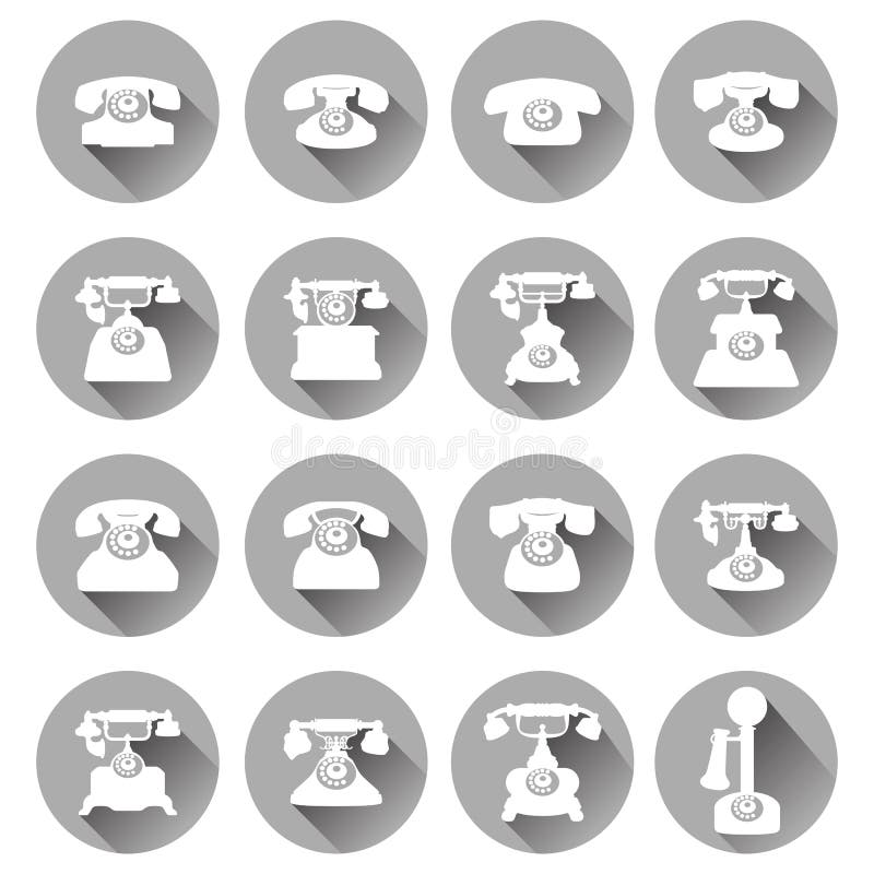 Silhouettes of Old Phones, Flat Icons. Stock Vector - Illustration of ...