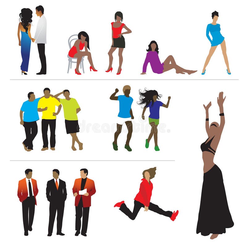 Silhouettes of People, Color Stock Vector - Illustration of beauty ...