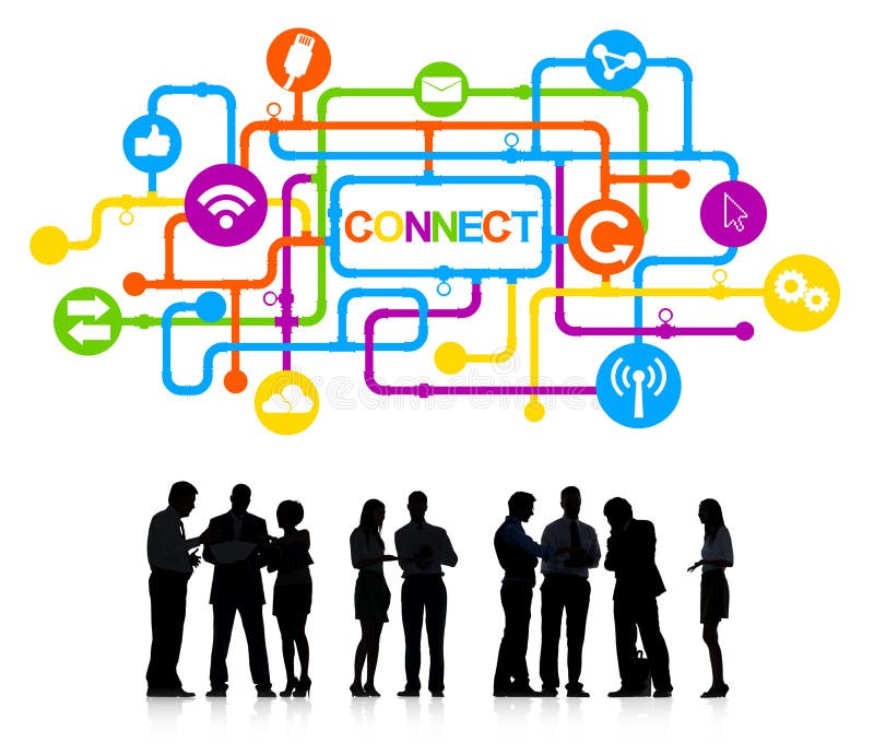 Silhouettes of People and Connect Concepts Stock Image - Image of ...