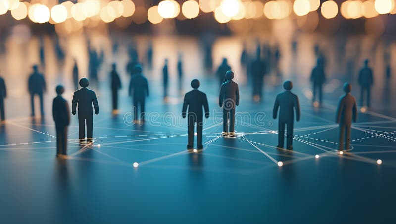 Silhouettes of People Connected by Lines Stock Illustration ...