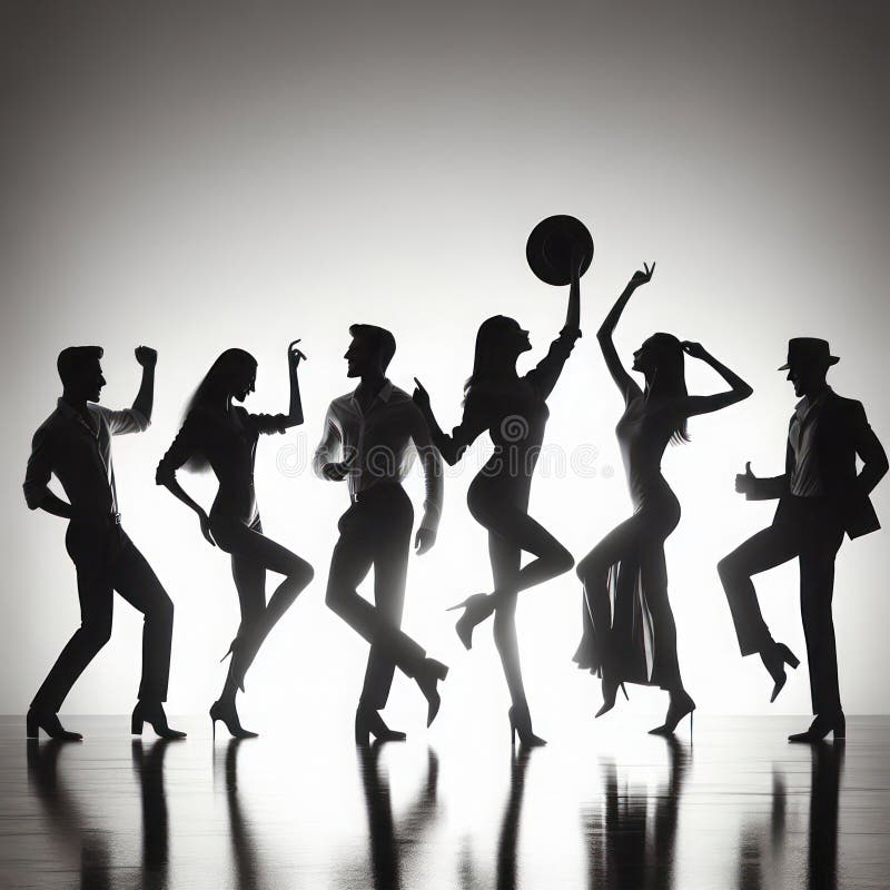 Silhouettes of Dancing People at a Party. Stock Illustration ...