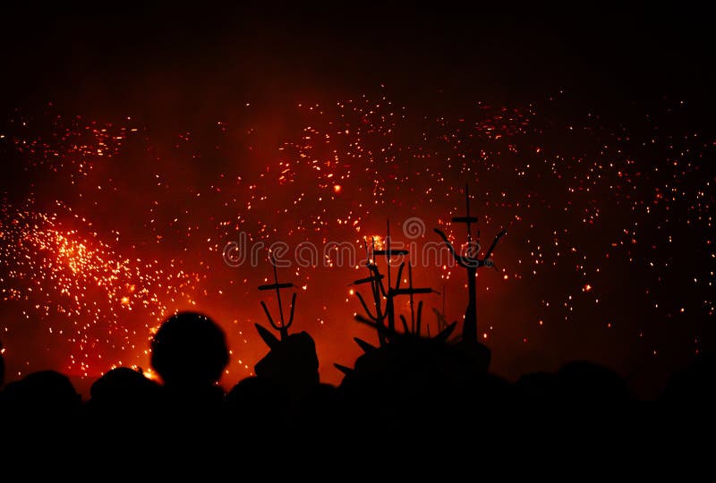 Fireworks by Devils Tower stock photo. Image of smoke - 171608914